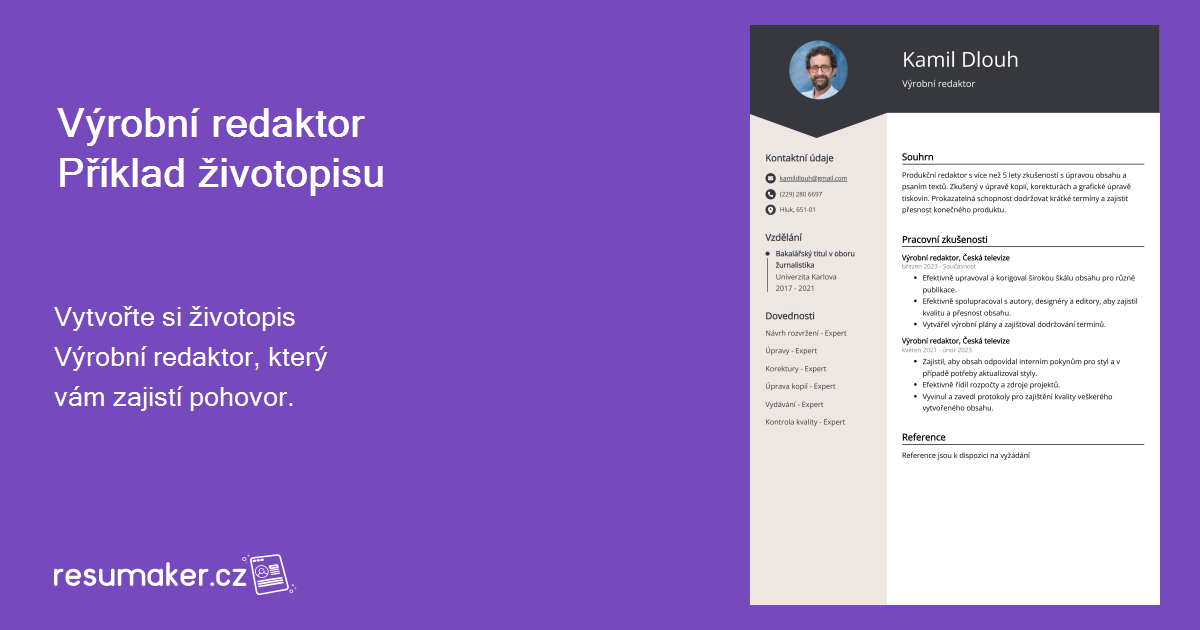 Výrobní redaktor Příklady životopisů (šablona a 20+ tipů)